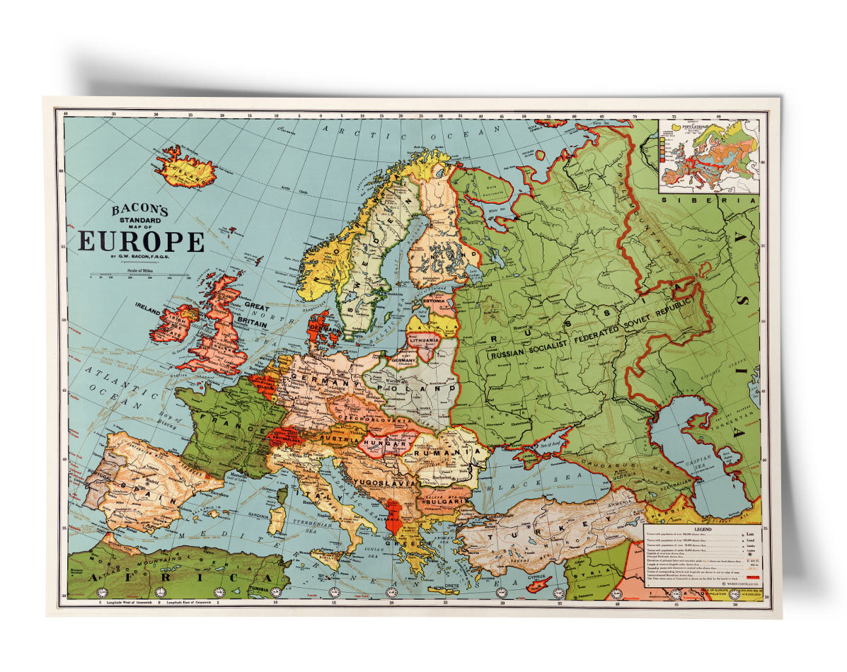 Bacon's Standard Map of Europe | Vintage History Map Collection – Posterist