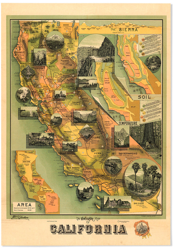 The Unique Map Of California | High Quality Reproductions – Posterist