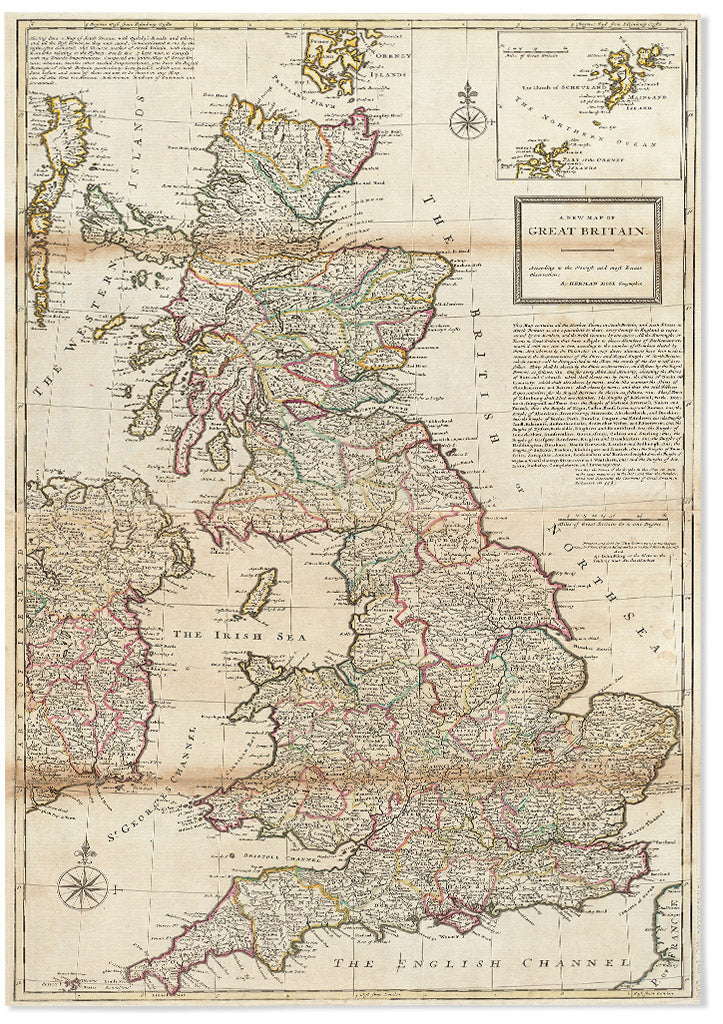Vintage Map of Great Britain and Ireland | High Quality Reproductions ...