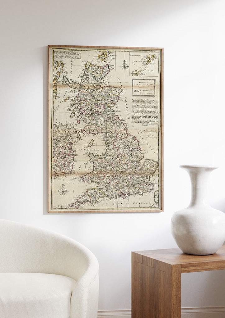 Vintage Map of Great Britain and Ireland | High Quality Reproductions ...