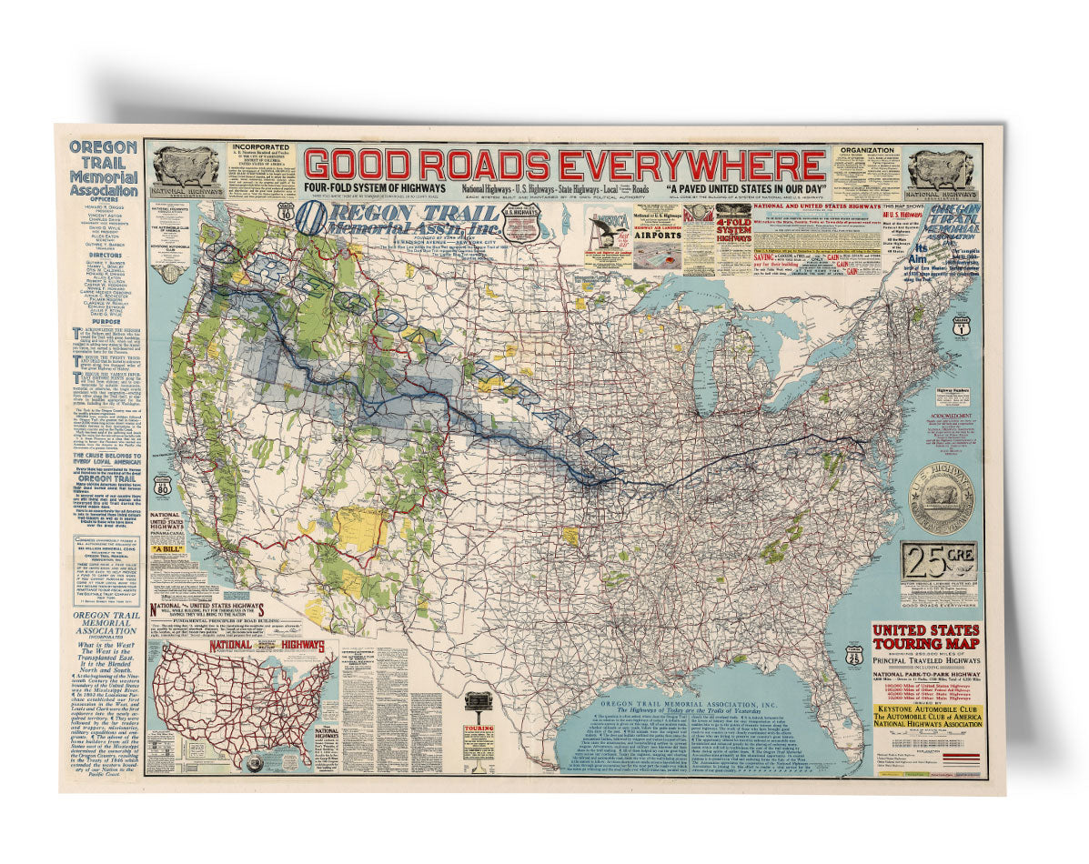 USA Highway Map | High Quality Reproductions of Vintage Maps – Posterist