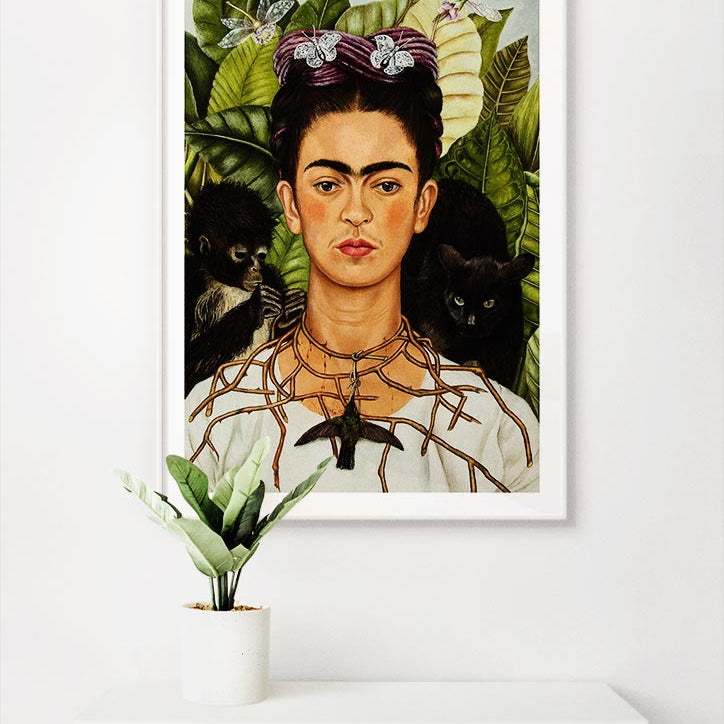 Frida Kahlo Art Print Self Portrait With Thorn Necklace And
