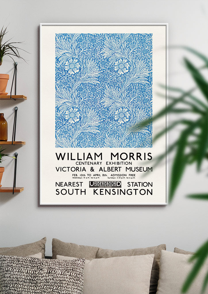 Blue Marigold by William Morris | Floral Art Print – Posterist