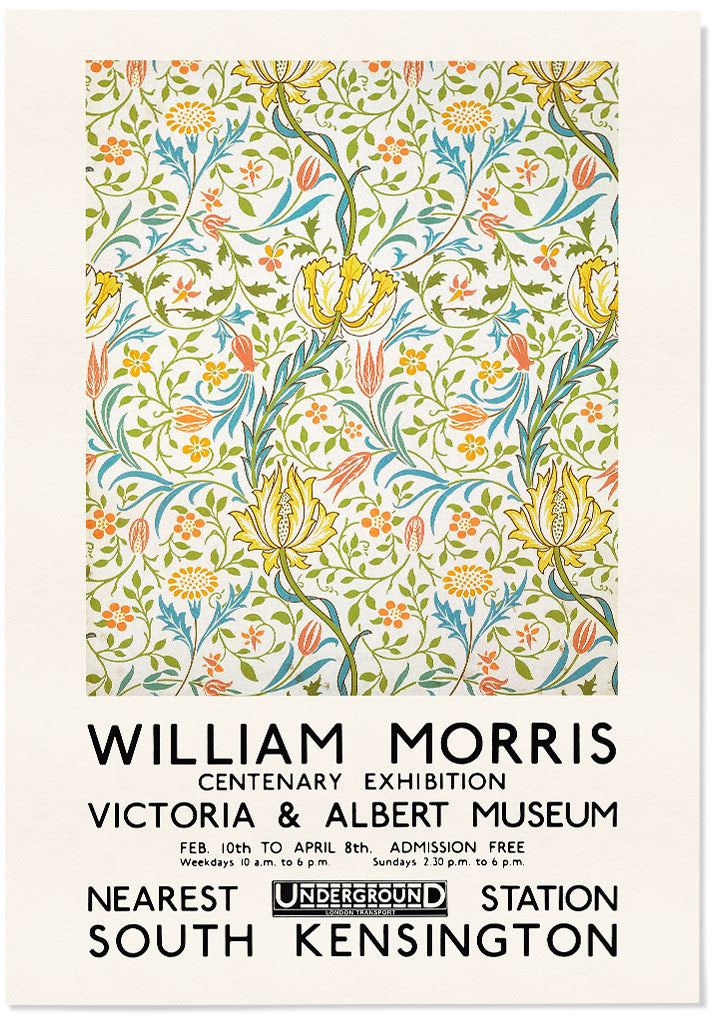William Morris Poster Exhibition Art Print | Vintage Flower ...