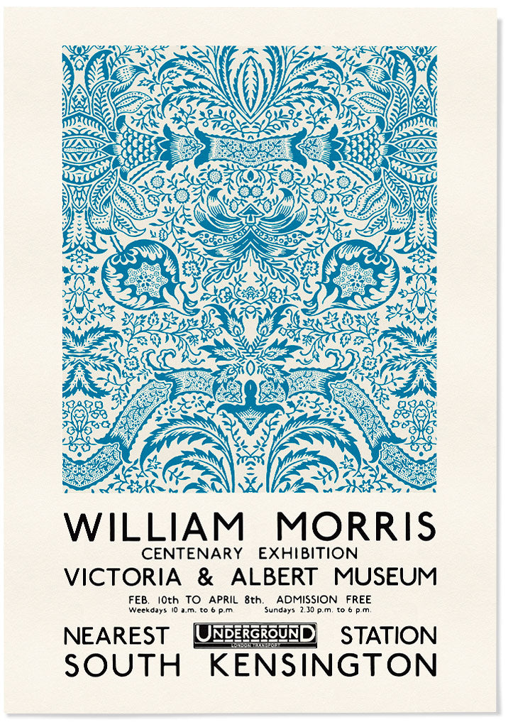 William Morris Indian Pattern - Blue Floral Design – Posterist