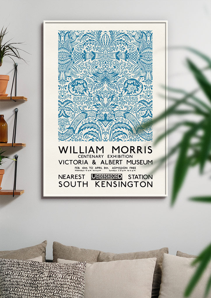 William Morris Indian Pattern - Blue Floral Design – Posterist