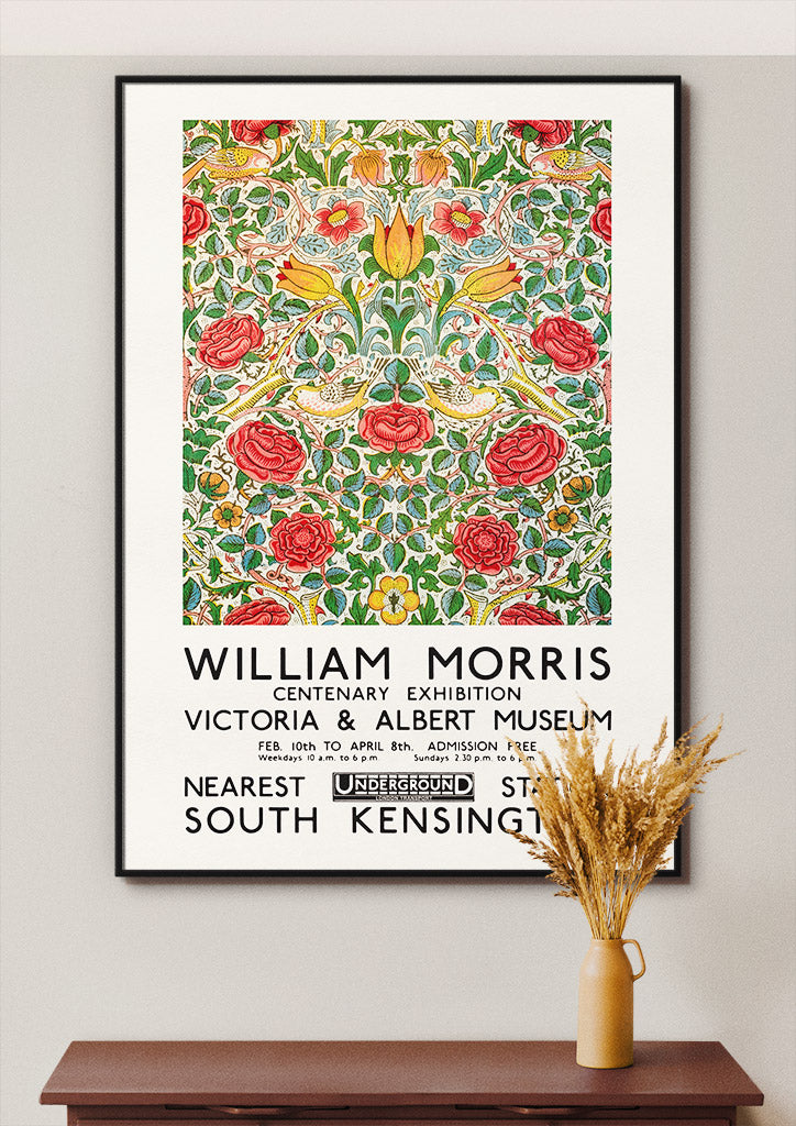 William Morris Poster - Rose and Birds Exhibition Art Print – Posterist